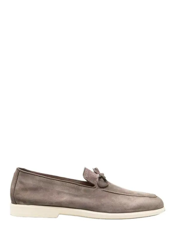 Santoni Suede Boat Shoes With Bow Detailing - Brown