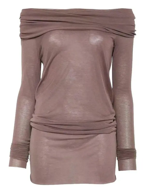 Rick Owens Off-shoulder Long Sleeve T-shirt - Brown
