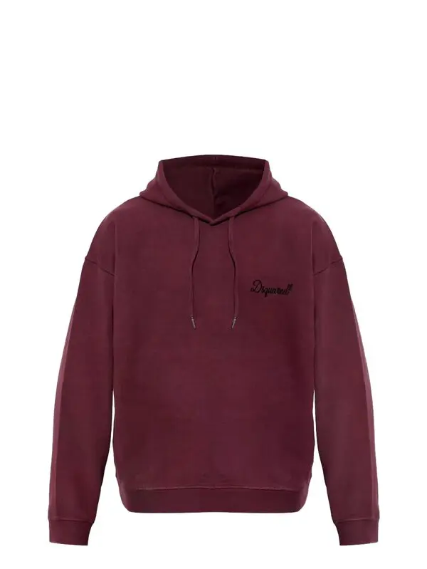 Dsquared2 Logo Embroidered Drawstring Hoodie - Red