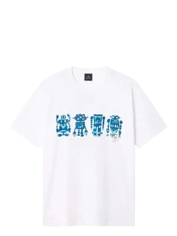 Paul Smith Slim Fit T-shirt Robots - White