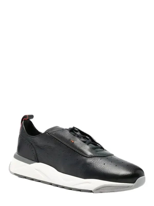 Santoni Perforated Panelled Sneakers - Black
