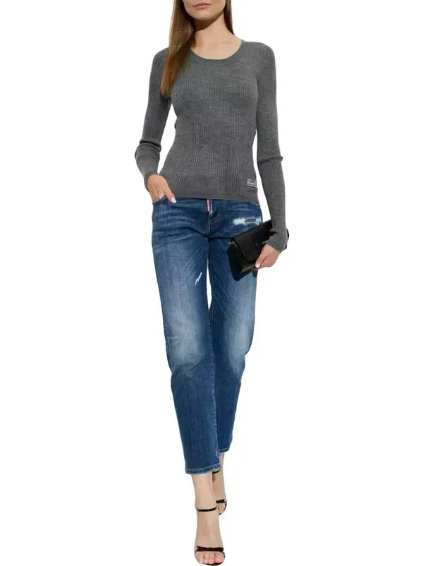 Dsquared2 Ribbed Knit Wool Sweater - Grey
