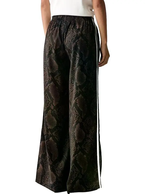 Adidas Satin Snake-print Wide-leg Track Pants - Brown