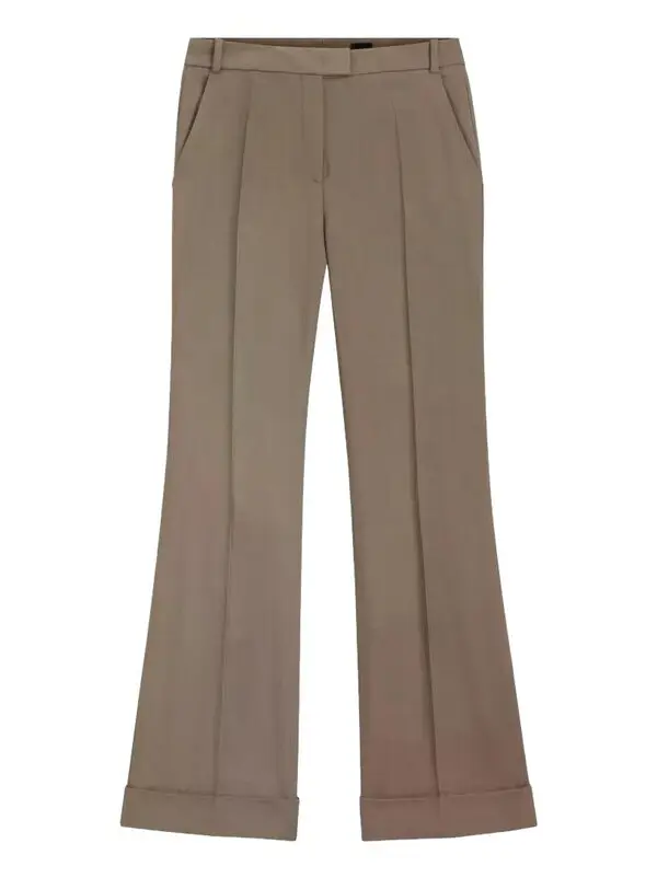 BOSS Gabardine Flared Trousers With Pressed Creases - Neutrals