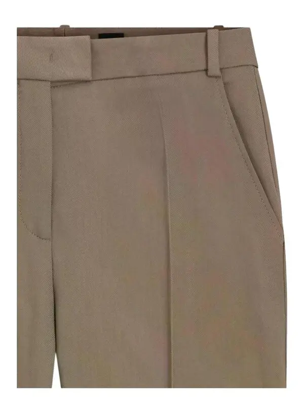 BOSS Gabardine Flared Trousers With Pressed Creases - Neutrals