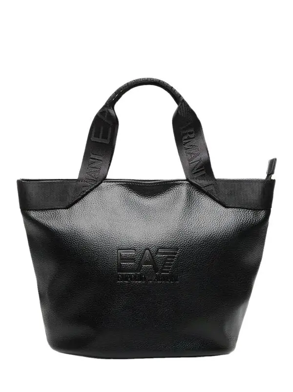 EA7 Logo Embossed Tote Bag - Black