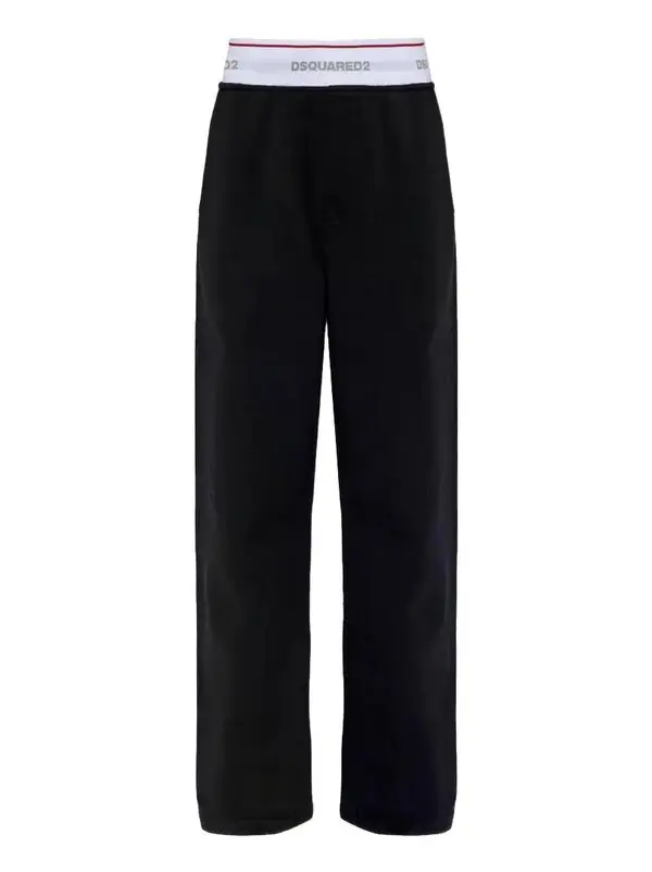 Dsquared2 Cotton Sweatpants With Logo Waistband - Black