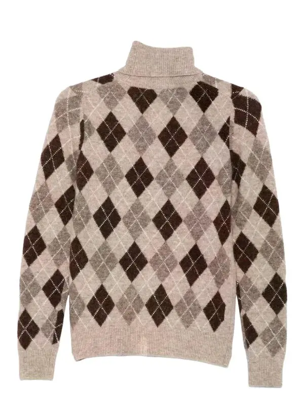 P.a.r.o.s.h Argyle Knit Roll-neck Sweater - Neutrals