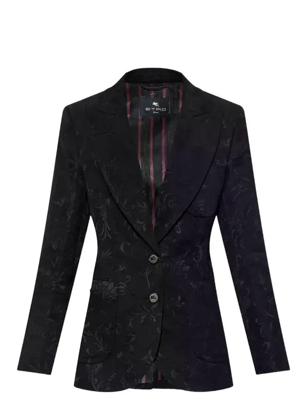 Etro Floral Jacquard Single-vent Blazer - Black