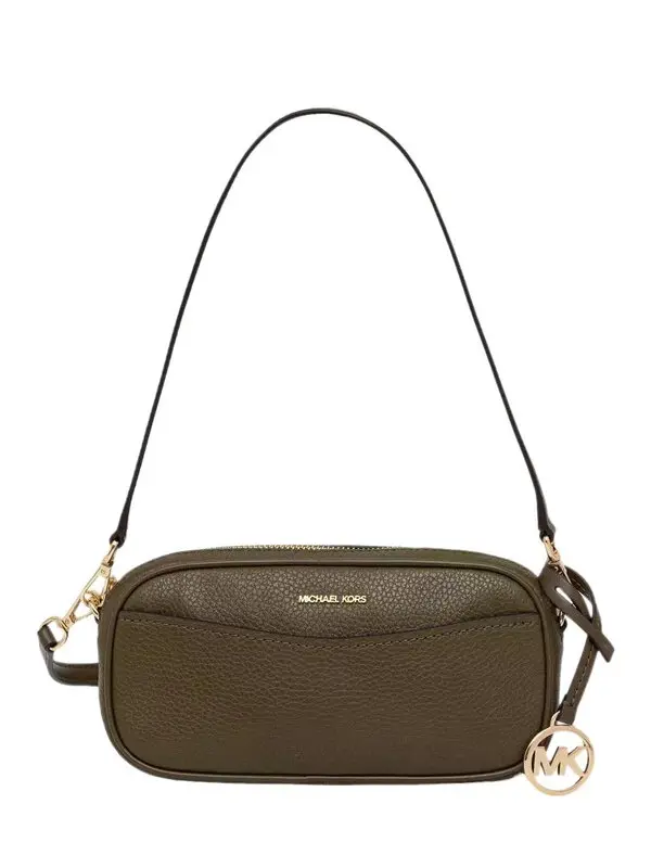 Michael Kors Logo Charm Pebbled Leather Shoulder Bag - Green