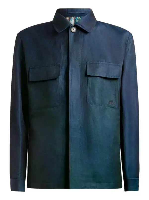 Etro Wool And Linen Shacket - Blue