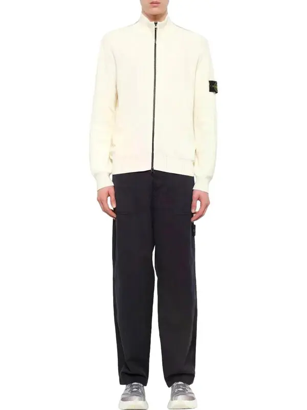 Stone Island Ribbed Zip-up Cardigan - Neutrals