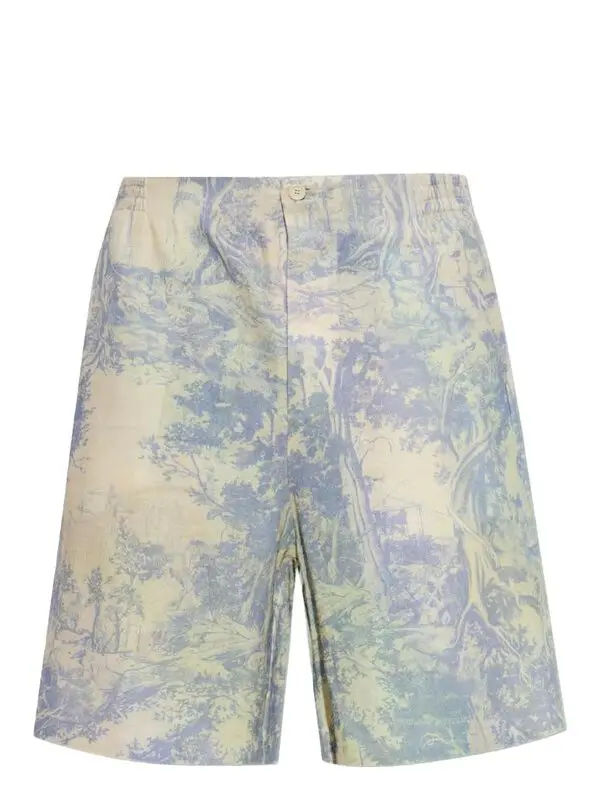 Off-White City Nature Toile De Jouy Linen Bowling Shorts - Neutrals