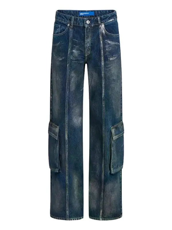 Karl Lagerfeld Coated Cargo Pants - Blue
