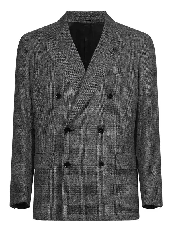 LARDINI Double-breasted Wool Blazer - Grey