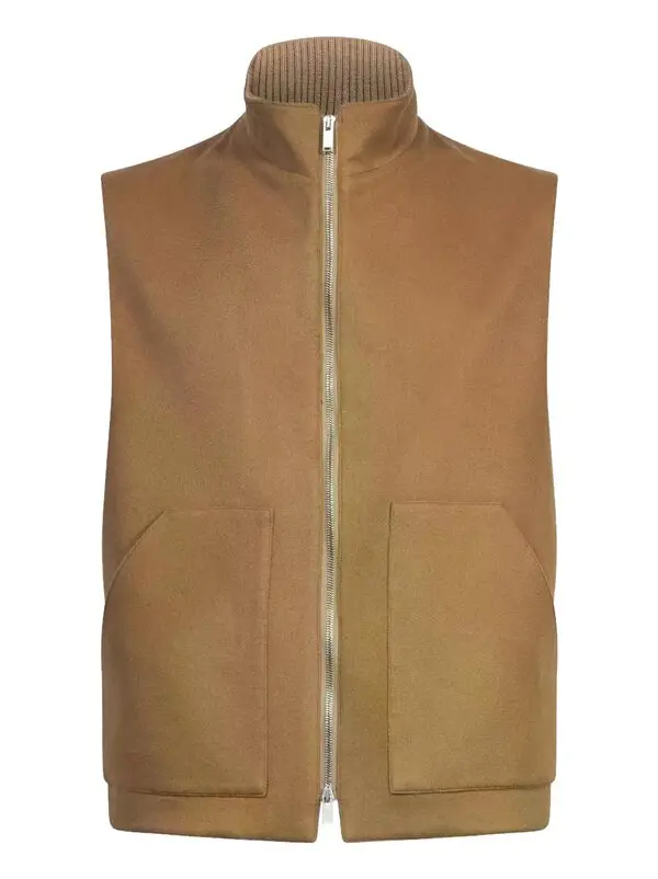 LARDINI Zip-up High-neck Gilet - Brown