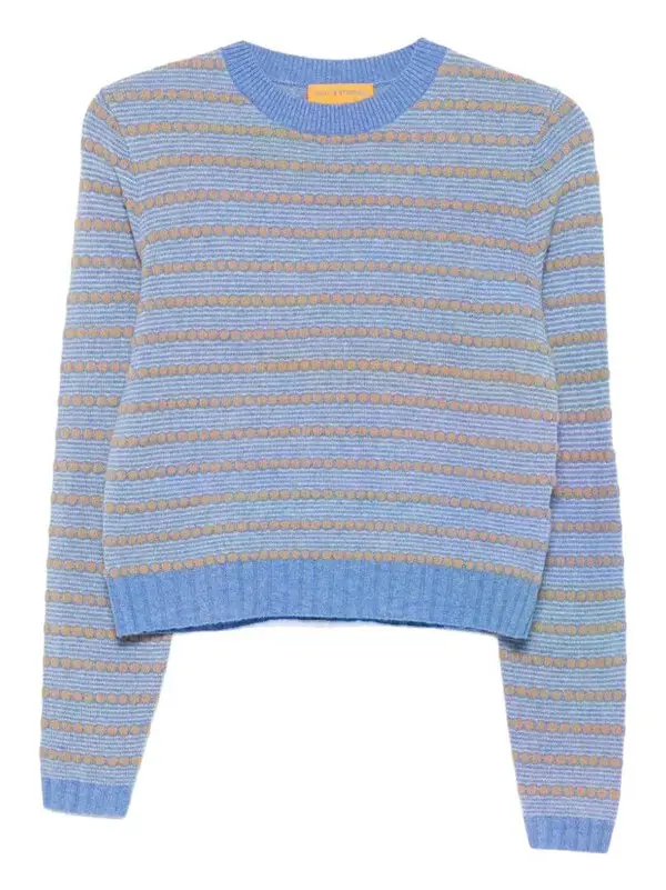 Guest In Residence Striped Crew Neck Long Sleeve Sweater - Blue