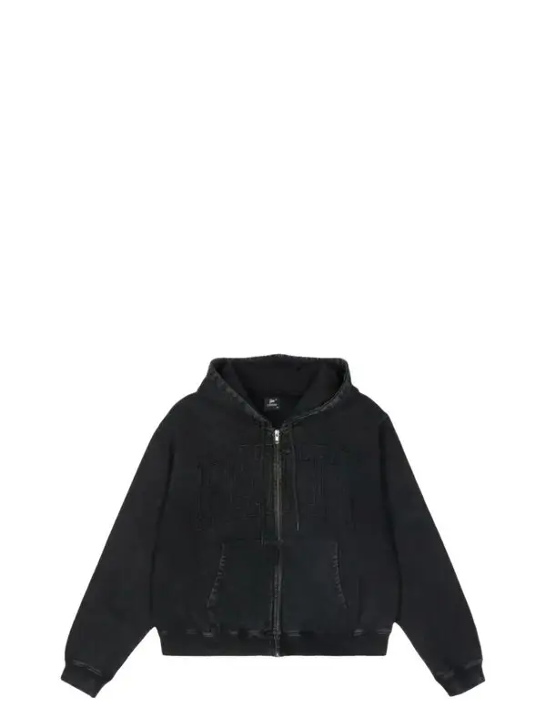 PATTA Logo Embroidered Zip-up Hoodie - Black