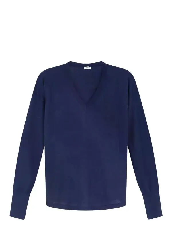 Aspesi V-neck Long-sleeve Fine-knit Top - Blue