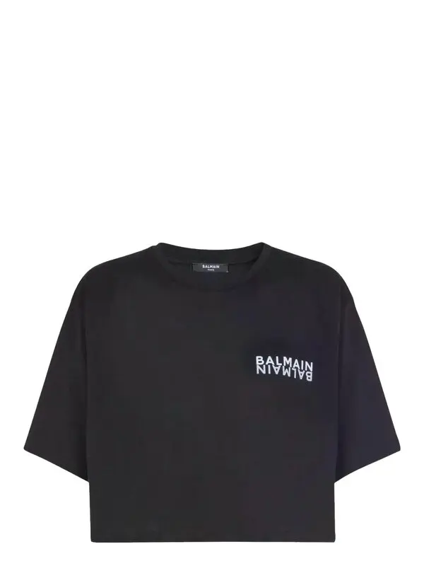 Balmain Printed Cotton T-shirt - Black