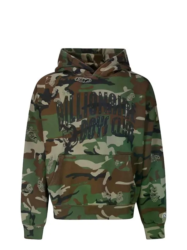 BILLIONAIRE BOYS CLUB Camouflage Distressed Logo Hoodie - Green