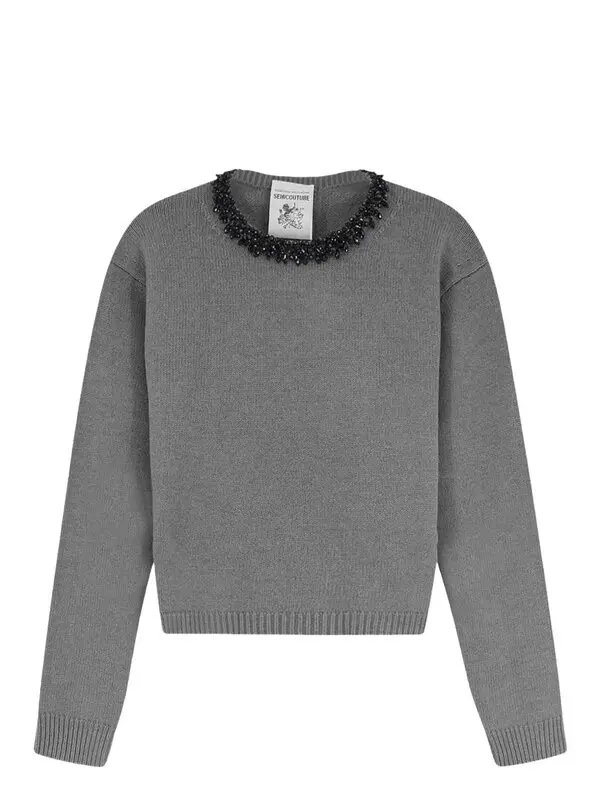 SEMICOUTURE Embellished Knitted Sweater - Grey