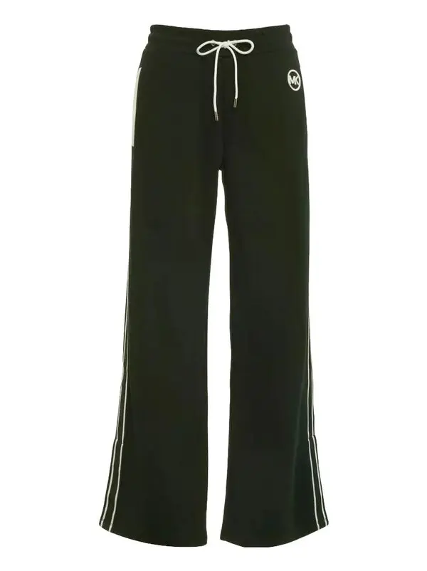 Michael Kors Wide Leg Track Pants With Contrast Trim And Logo Patch - Black