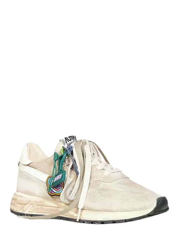 AUTRY Distressed-finish Lace-up Sneakers - Neutrals