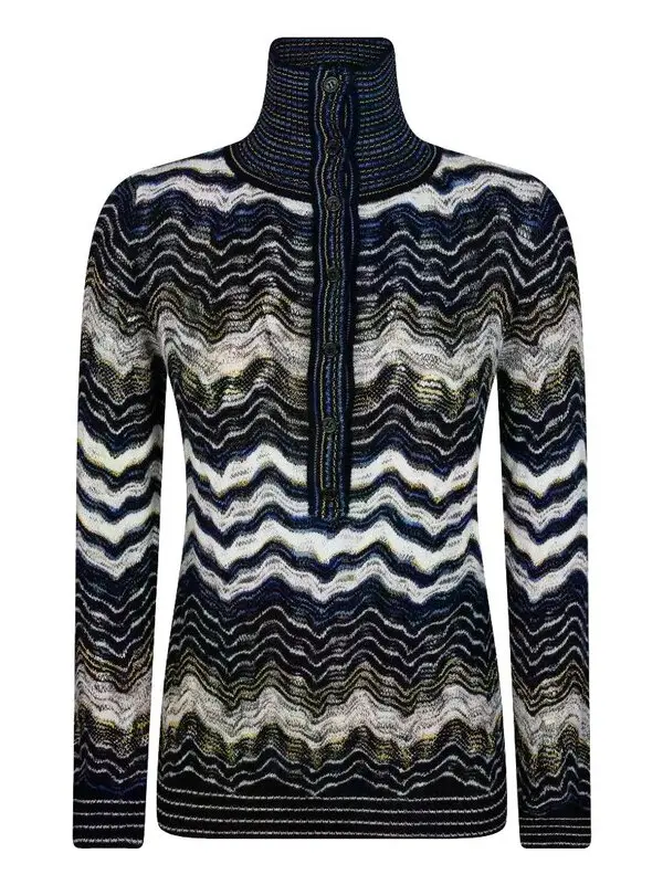 Missoni Zig Zag Pattern High-neck Jumper - Blue