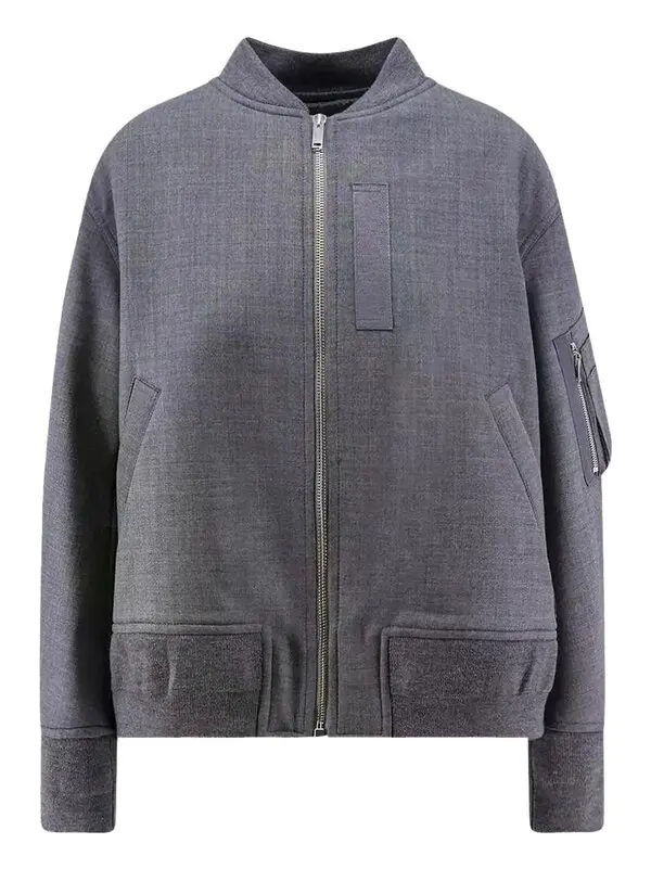 SEMICOUTURE Ariella Zip-up Bomber Jacket - Grey