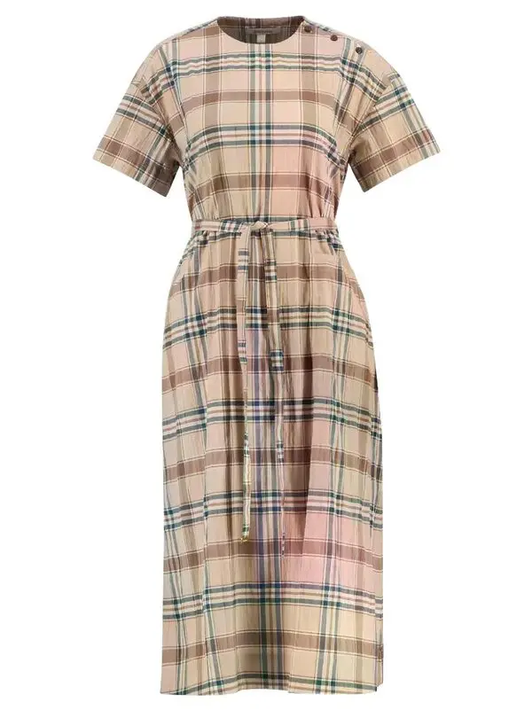 Barbour Gwen Midi Dress In Archive Tartan - Neutrals