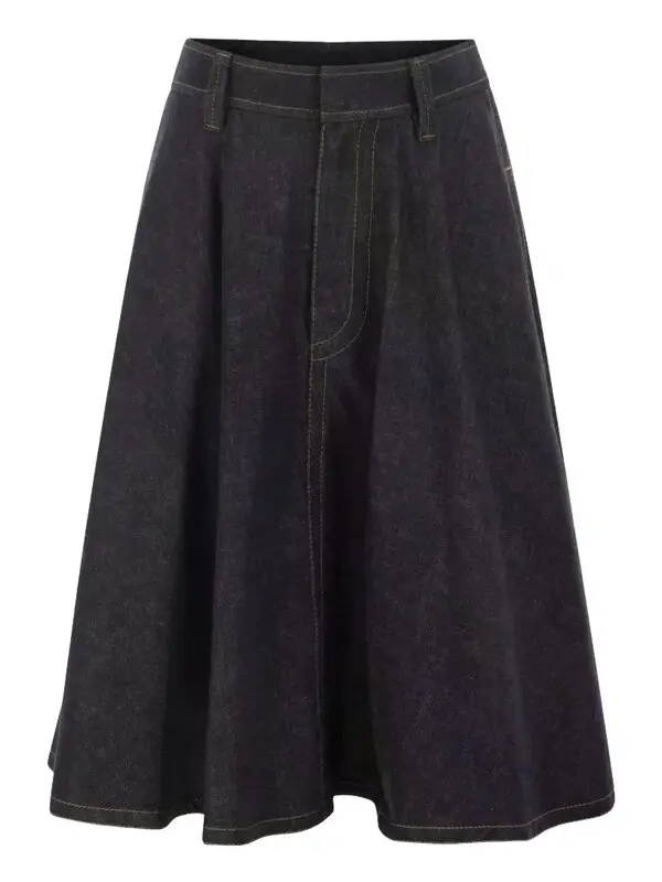 Brunello Cucinelli Monili Embellished Flared Midi Skirt - Blue