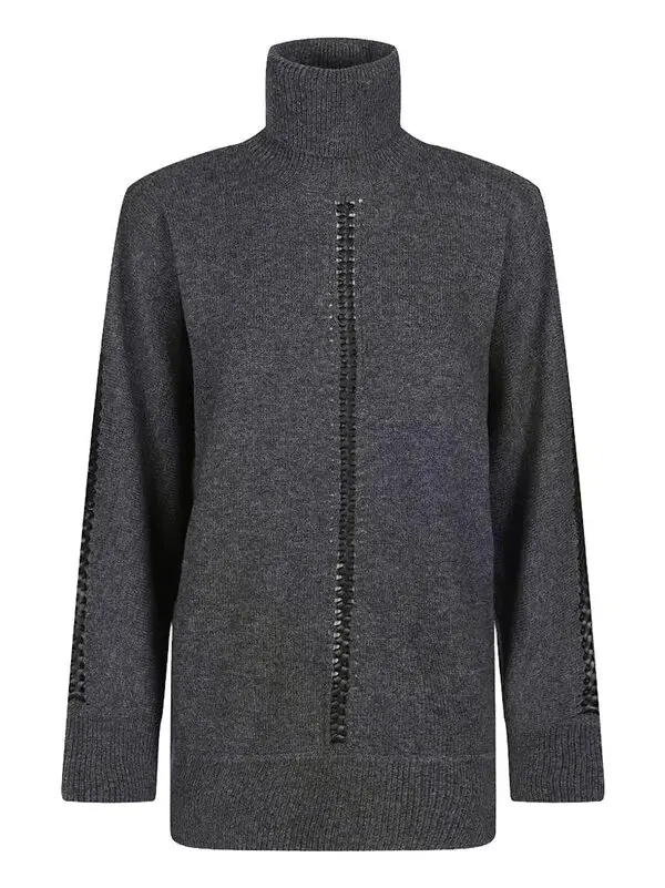 P.a.r.o.s.h Braided Detail Turtleneck Sweater - Grey