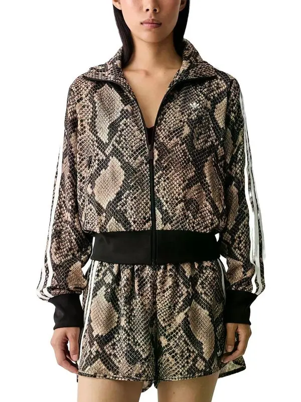 Adidas Satin Snake-print Firebird Track Jacket - Neutrals