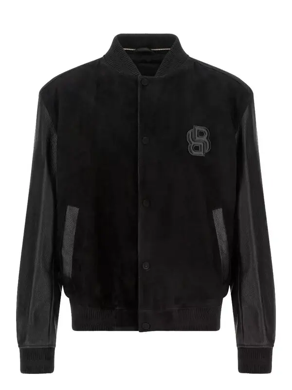 BOSS Monogram Patch Bomber Jacket - Black