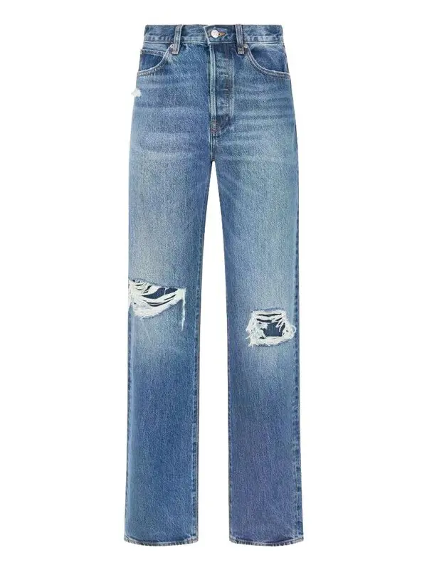 FRAME Distressed Straight-leg Jeans - Blue