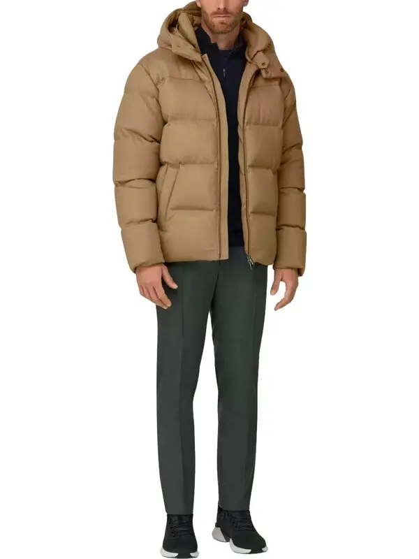 Boggi Milano Wool-blend Goose Down Padded Bomber - Neutrals