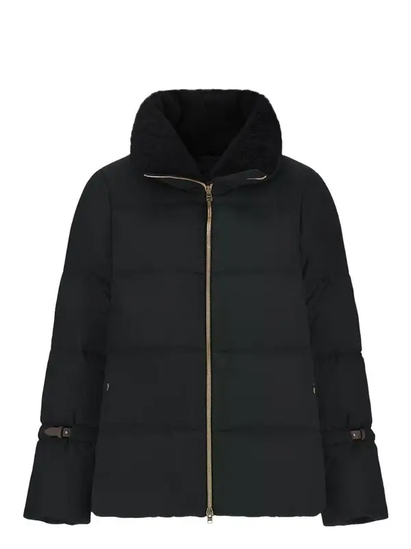 Herno Padded Coat With Faux Fur Collar - Black