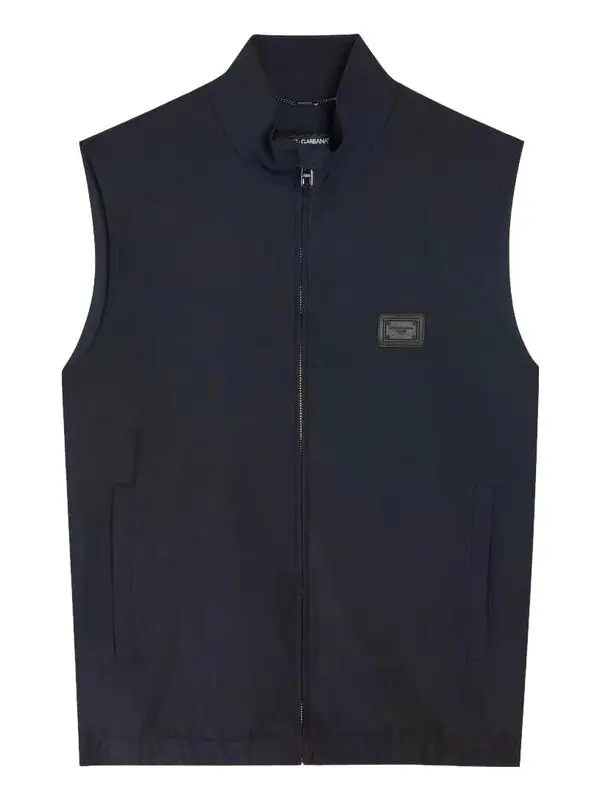 Dolce & Gabbana Woolen Vest With Logo Tag - Blue
