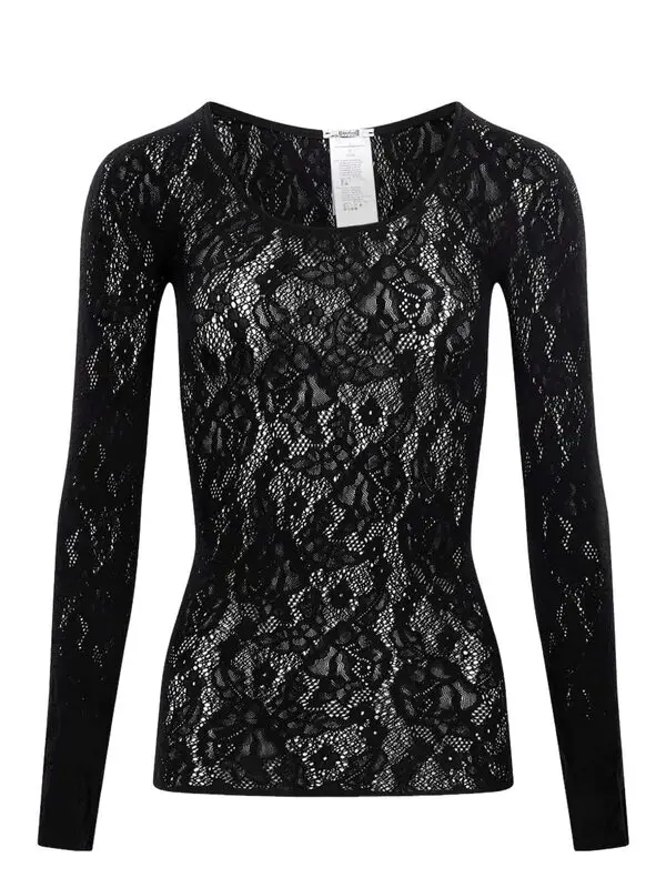 Wolford Lace Semi-sheer Long-sleeve Blouse - Black