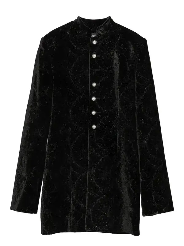 ANN DEMEULEMEESTER Jacquard Patterned Jacket With Pearl Buttons - Black