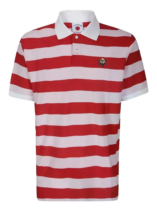 ICECREAM Cones & Bones Striped Polo Shirt - Red