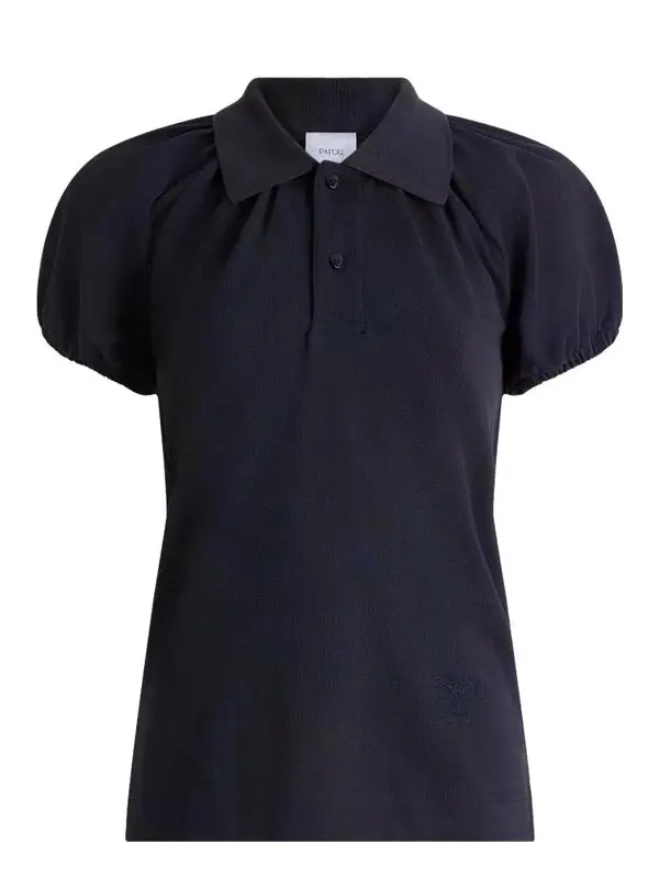 PATOU Puff-sleeve Organic Cotton Polo Shirt - Blue