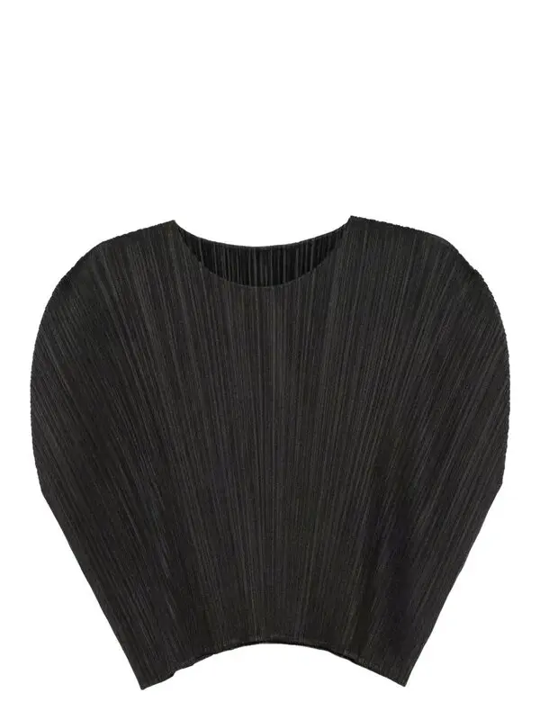 Issey Miyake Pleated Funnel Neck Top - Black