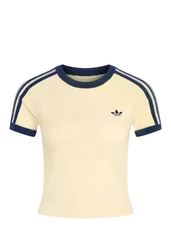 Adidas Knitted T-shirt With Crewneck And Mesh Construction - Neutrals