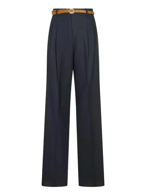 Max Mara Adunco Belted Cotton Trousers - Blue