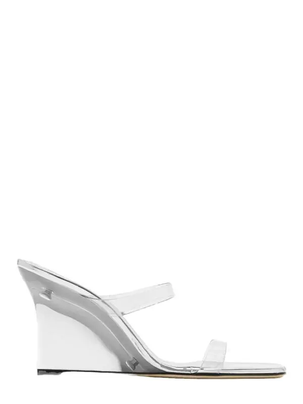 STUART WEITZMAN Transparent Strap Wedge Sandals - White
