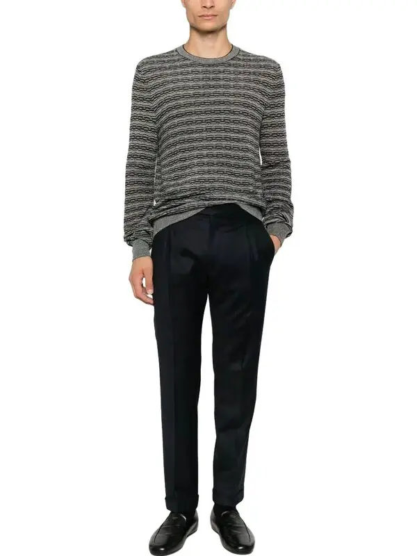 Emporio Armani Horizontal Stripe Crew Neck Sweater - Blue