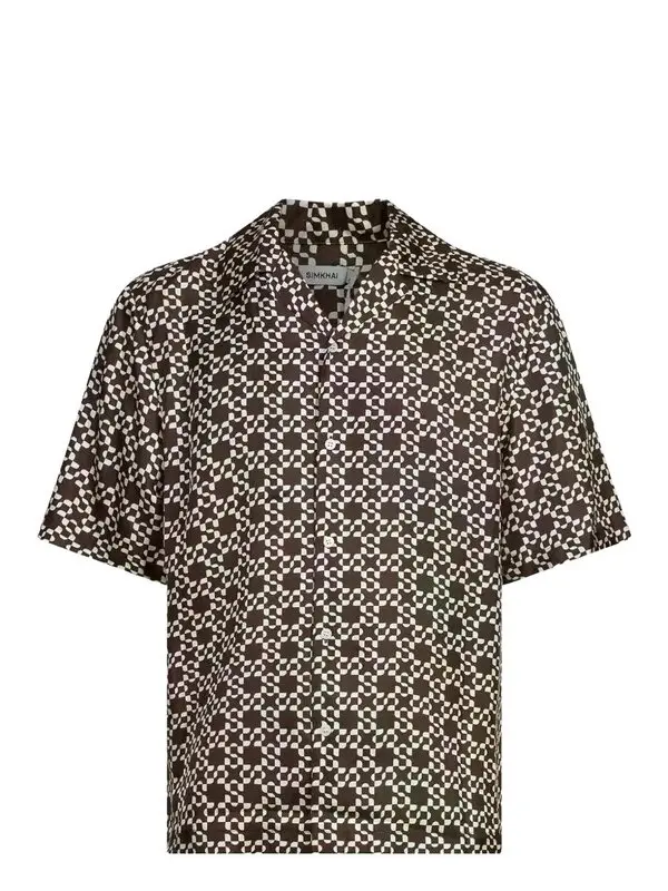 Simkhai Casper Geometric-print Short-sleeve Shirt - Brown