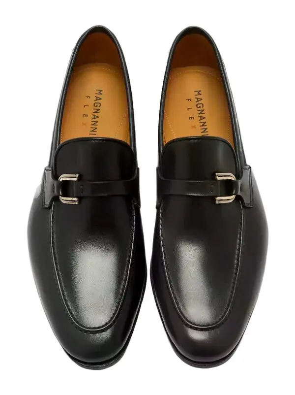 Magnanni Buckled Leather Loafers - Black